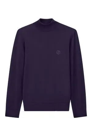 Giorgio Armani Slim-fit Virgin Wool Turtle Neck Sweater - Purple