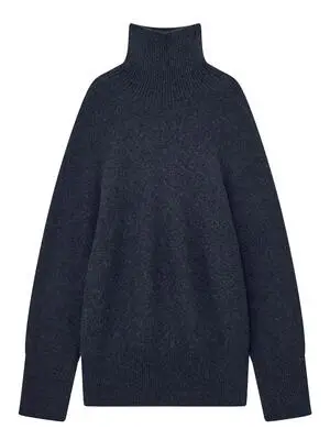 Giorgio Armani Oversized Turtleneck Sweater In Pure Cashmere Jersey - Grey