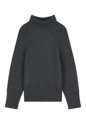 Giorgio Armani Oversized Turtleneck Sweater In Pure Cashmere Jersey - Grey