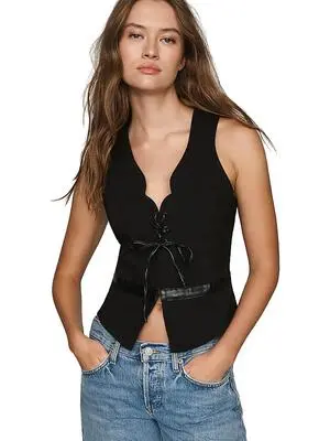 Anthropologie Riding Vest Top - Black