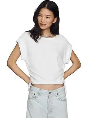 Wilt Ruched Cotton T-shirt With Drawstring Detail - White
