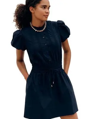 SNDYS. Poppy 100% Cotton Mini Dress - Navy