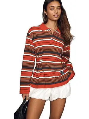 DAMSON MADDER Damson Madder Noah Cotton Cinched Rugby Shirt