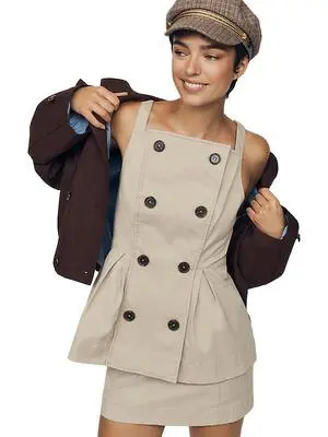 Maeve Tailored Peplum Top - Tan