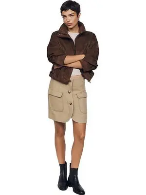 Maeve Layered Suitg Mi Skirt - Neutral