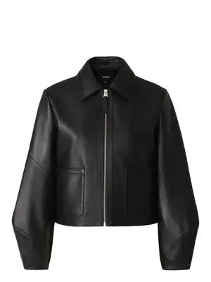 Mackage Solana-l Relaxed Fit Leather Bomber Jacket - Black