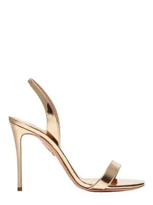 AQUAZZURA Metallic Stiletto Sandals - Nude