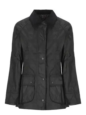 Barbour Long-sleeved Casual Jacket With Lapel And Pockets - Black