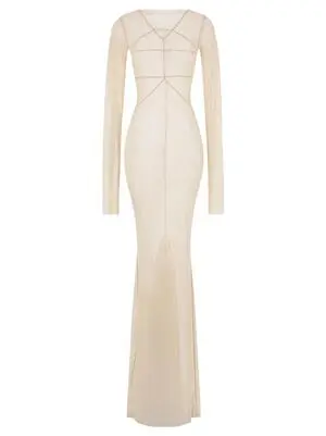 RICK OWENS Rick Owens Long Sleeve Maxi Dress With Geometric Stitching