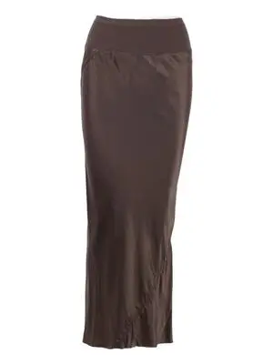 Rick Owens Ribbed Gathered Maxi Skirt - Brown