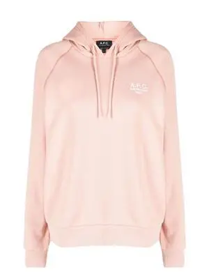 A.p.c. Logo Embroidered Drawstring Hoodie - Pink