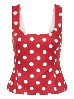 Posse Polka Dot Peplum Top - Red