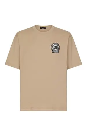 Dolce & Gabbana Dolce Gabbana Logo Patch Crewneck T-shirt - Nude