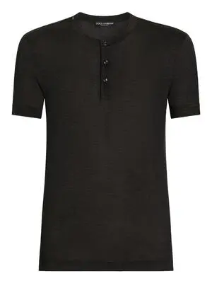 Dolce & Gabbana Dolce Gabbana Henley Short-sleeved T-shirt - Grey