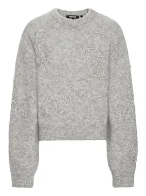 ROTATE BY BIRGER CHRISTENSEN 3d Flower Knit Jumper - Light Gray