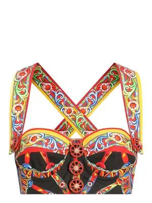 Dolce & Gabbana Carretto-print Poplin Corset Top - Multi-color