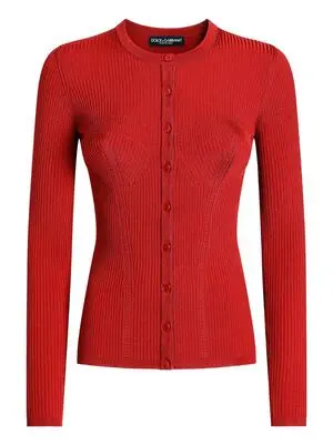 Dolce & Gabbana Ribbed Viscose-knit Cardigan - Red
