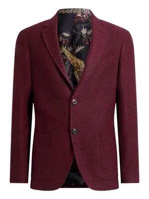 Etro Single-breasted Jacket In Mélange-effect Wool-blend Fabric - Red