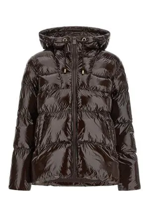 Pinko Long-sleeved Quilted Jacket With Glossy Finish - Brown
