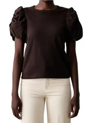ROTATE BY BIRGER CHRISTENSEN Puff Sleeve T-shirt - Brown