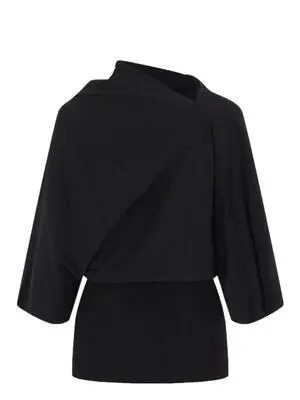 Rick Owens Asymmetrical Draped Neckline Top - Black
