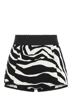 Dolce & Gabbana Zebra Print Zipper Shorts - White/black