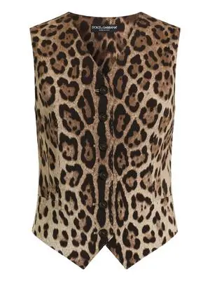 Dolce & Gabbana Leopard Print V-neck Gilet - Multi-color