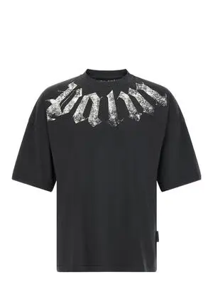 Palm Angels Craquelé Gothic Print T-shirt - Black