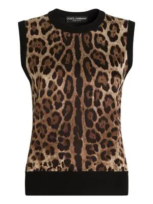 Dolce & Gabbana Sleeveless Leopard Print Top - Multi-color