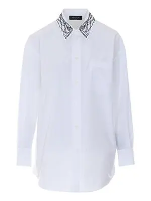Fabiana Filippi Long-sleeved Shirt With Embellished Collar - White