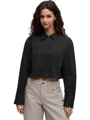 Lululemon Woven Cropped Button-up Long Sleeve Shirt - Black