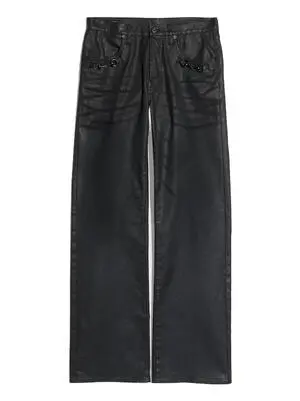 Gucci Flared Coated Cotton Twill Denim Pants - Black