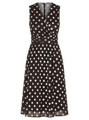 YUMI Yumi Polka Dot Mesh Wrap Skater Dress With Pockets