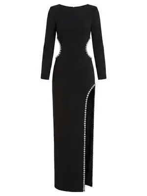 MAC DUGGAL Mac Duggal Long Sleeve Gown With Embellished Cut-outs And Slit