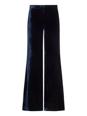 Serena Bute Velvet Flare Trousers - Navy