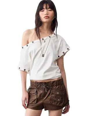 Free People We The Free Waimea Vegan Slouchy Shorts - Rusty