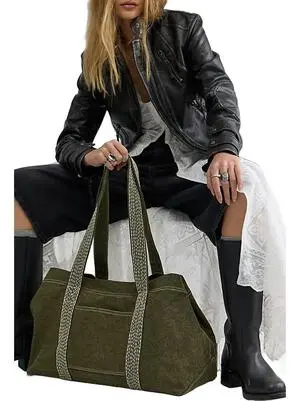 Free People Cora Canvas Tote Forest Dew