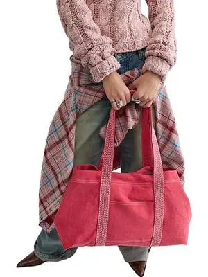 Free People Cora Canvas Tote Raspberry Rose