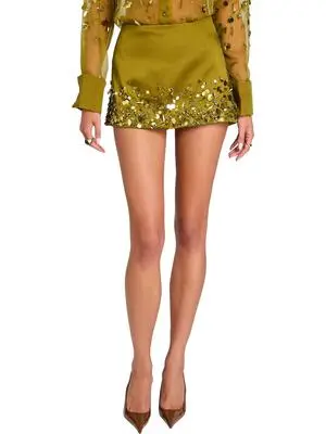 Retrofete Quilted Embroidered Mini Skirt - Basil