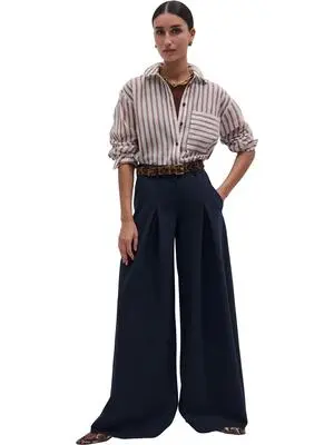 ME+EM Very Wide-leg Tailored Trousers - Navy