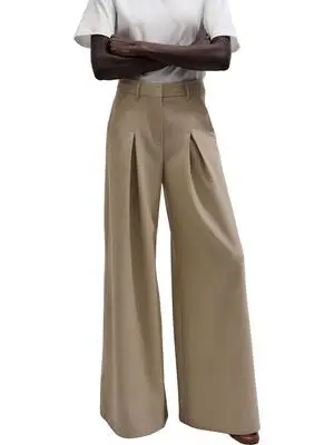 ME+EM Very Wide-leg Tailored Trousers - Sand