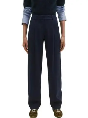 ME+EM Pleat Front Tailored Tapered Trousers - Deep Indigo Blue