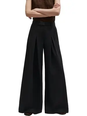 ME+EM Wide-leg Tailored Trousers - Black