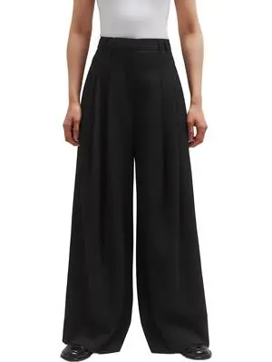 ME+EM Wide-leg Pleat Trousers - Black