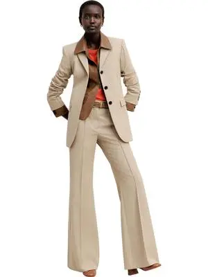 ME+EM Tailored Flare Leg Elongator Trousers - Sand