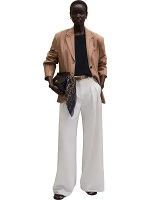 ME+EM Double Pleat Wide-leg Trouser - Ivory