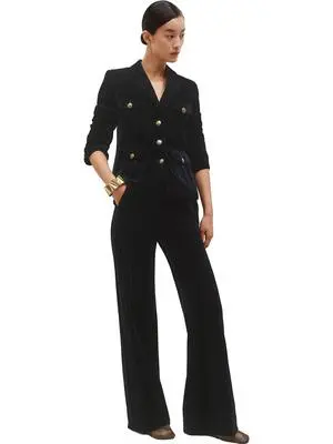 ME+EM Velvet Wide Leg Trousers - Midnight Navy