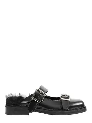SIMONE ROCHA Simone Rocha Buckled Mary Jane Mules With Faux Fur Trim