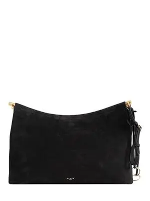 Alaïa Le Click Clutch 42" Nubuck Calf Leather Shoulder Bag - Black