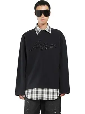 Acne Studios Logo Piqué Long Sleeve T-shirt - Black